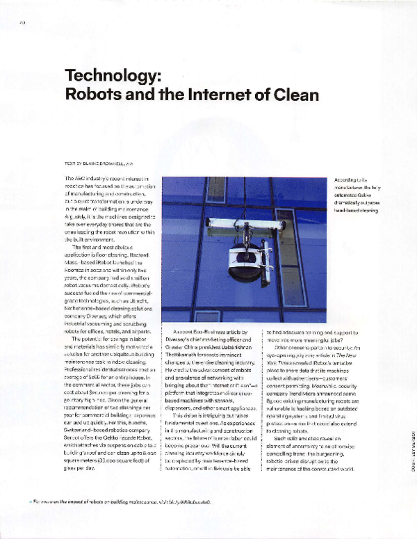(PDF) Technology: Robots and the Internet of Clean