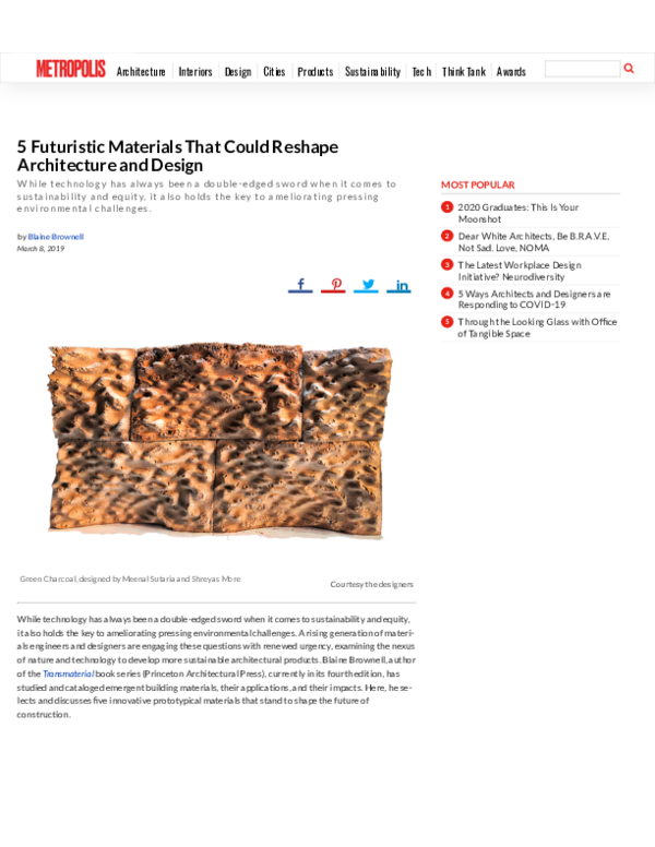 (PDF) 5 Futuristic Materials That Could Reshape Architecture and Design