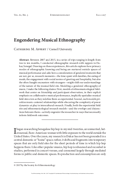 (PDF) Engendering Musical Ethnography