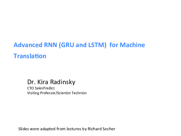 (PDF) Advanced RNN (GRU and LSTM) for Machine Translation