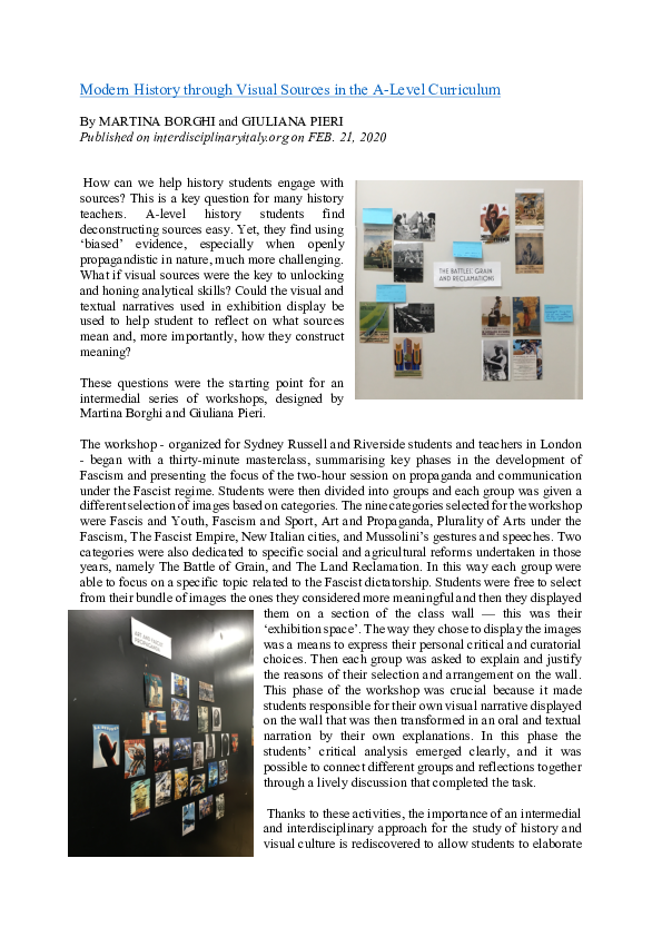 (PDF) Modern History through Visual Sources in the A-Level Curriculum