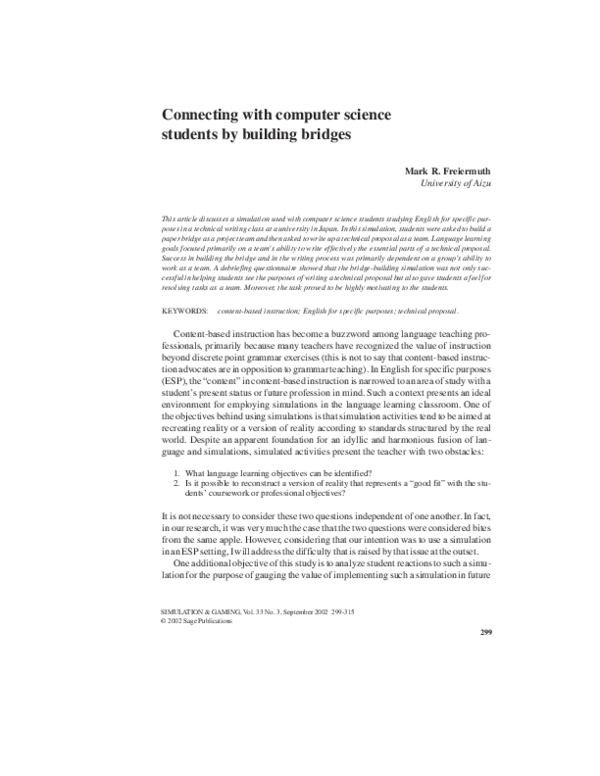 (PDF) Connecting with computer science students by building bridges