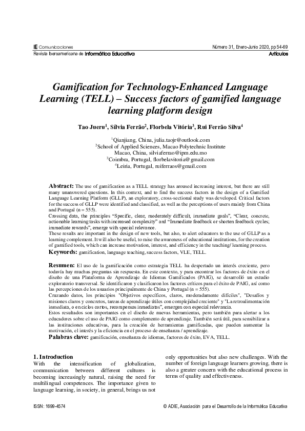 (PDF) IE Comunicaciones Gamification for Technology-Enhanced Language ...