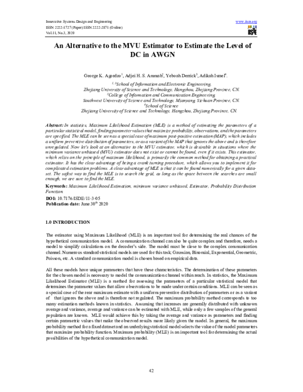 (PDF) An Alternative to the MVU Estimator to Estimate the Level of DC ...