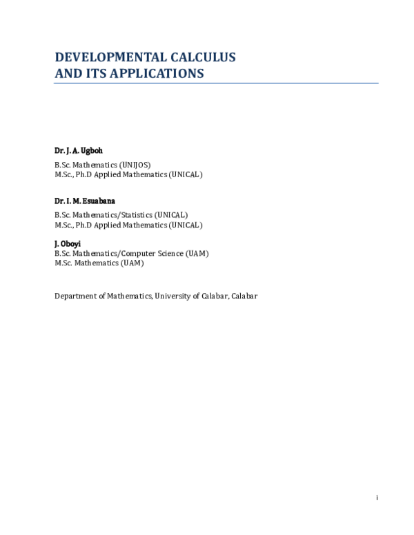 (PDF) DEVELOPMENTAL CALCULUS AND ITS APPLICATIONS