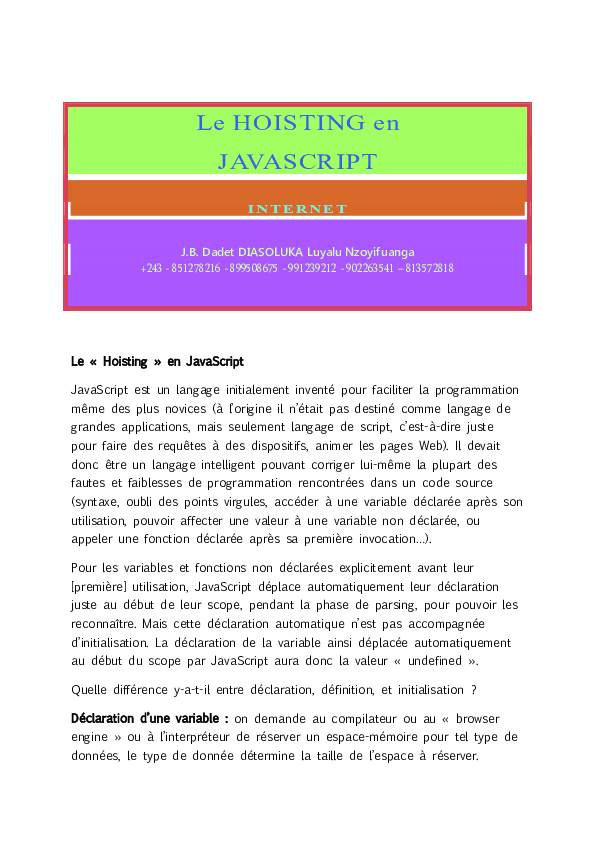 (DOC) Le HOISTING en JAVASCRIPT
