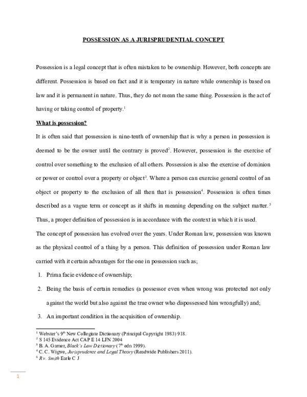 (DOC) Possession in Jurisprudence