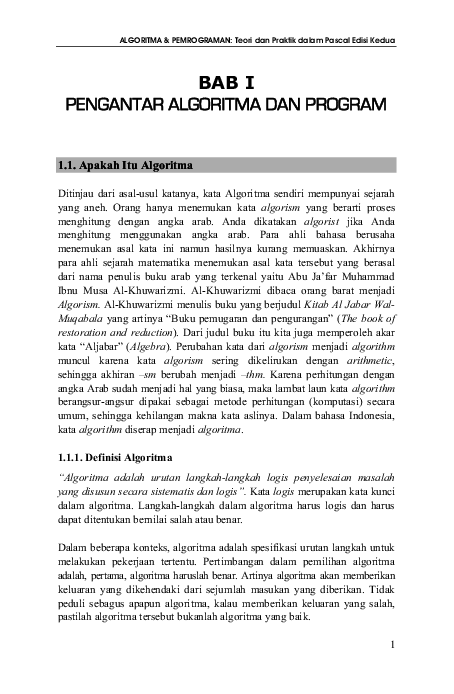 (PDF) BAB I PENGANTAR ALGORITMA DAN PROGRAM