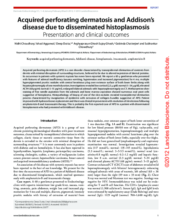 (PDF) Acquired perforating dermatosis and Addison’s disease due to ...