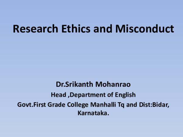 (PPT) Research Ethics and Misconduct