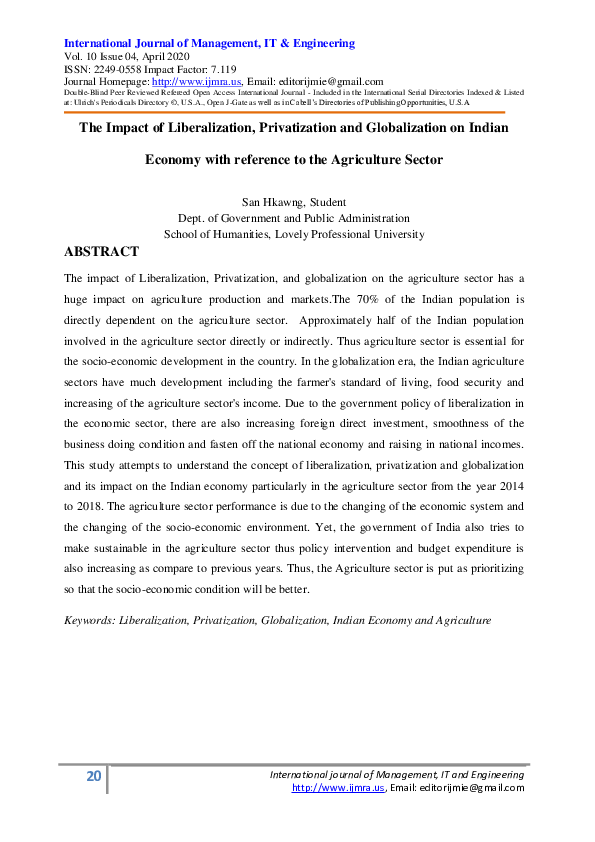 (PDF) The Impact of Liberalization, Privatization and Globalization on ...