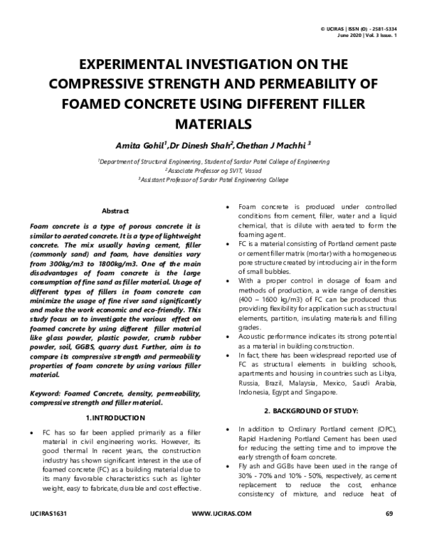 (PDF) EXPERIMENTAL INVESTIGATION ON THE COMPRESSIVE STRENGTH AND ...