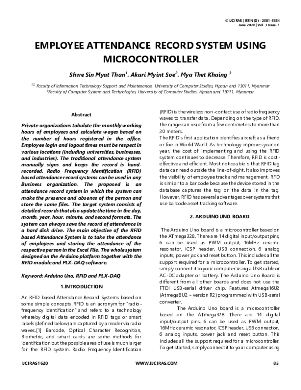 (PDF) EMPLOYEE ATTENDANCE RECORD SYSTEM USING MICROCONTROLLER