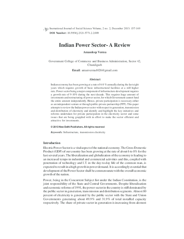 (PDF) Indian Power Sector: Reforms and Investments