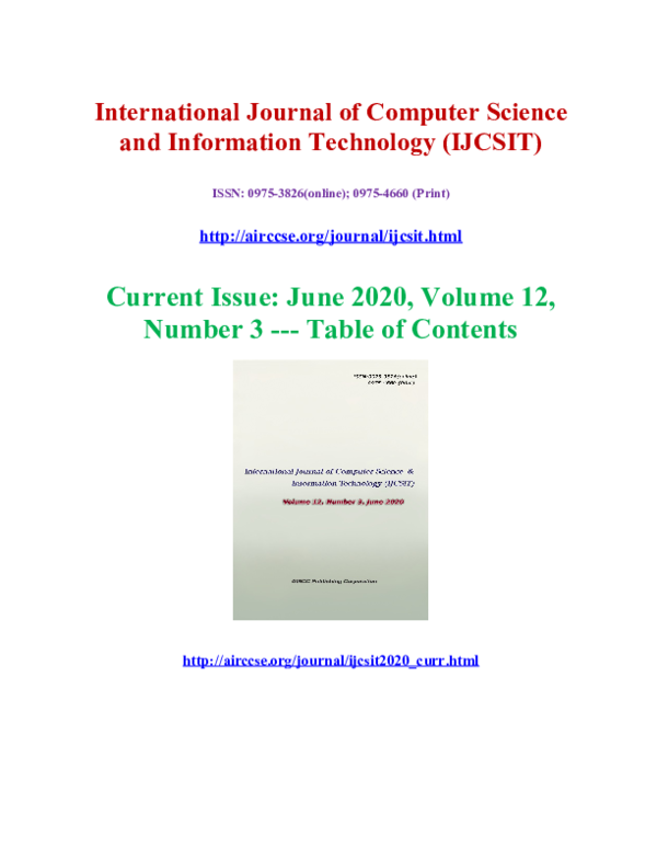 (DOC) IJCSIT June 2020: Advancements in Computer Science