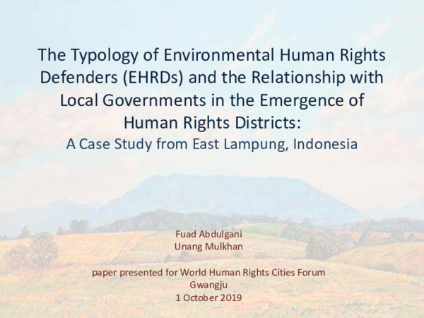 (PDF) The Typology of Environmental Human Rights Defenders (EHRDs) and ...