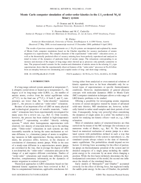 Pdf Monte Carlo Computer Simulation Of Order Order Kinetics In The L1