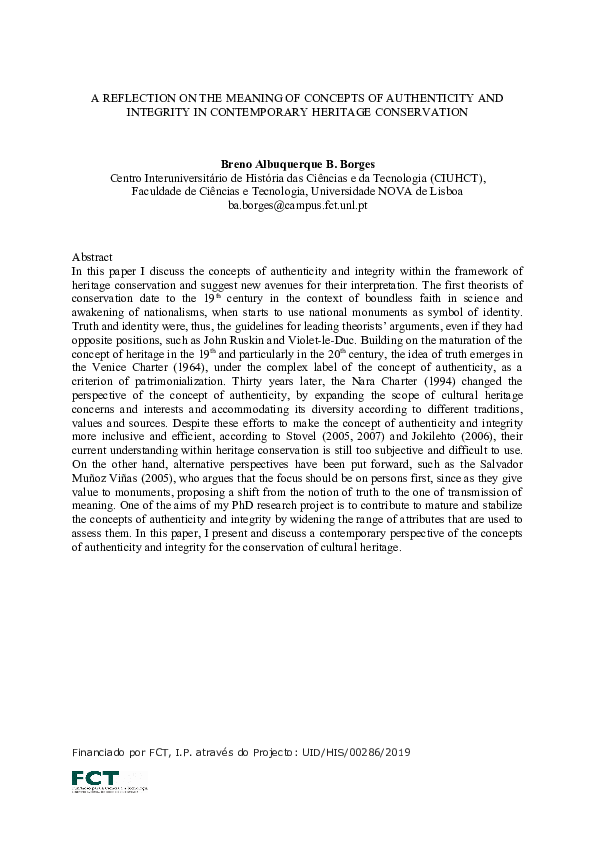 (DOC) A Reflection on the Meaning of Concepts of Authenticity and ...