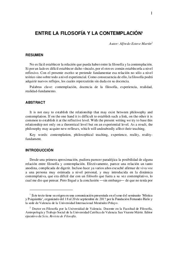 (PDF) Entre la filosofía y la contemplación