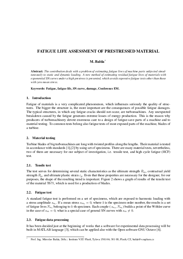 (PDF) FATIGUE LIFE ASSESSMENT OF PRESTRESSED MATERIAL