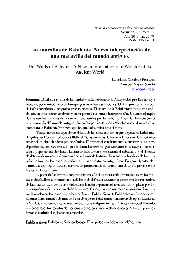 (PDF) Las murallas de Babilonia. Nueva interpretación de una maravilla ...