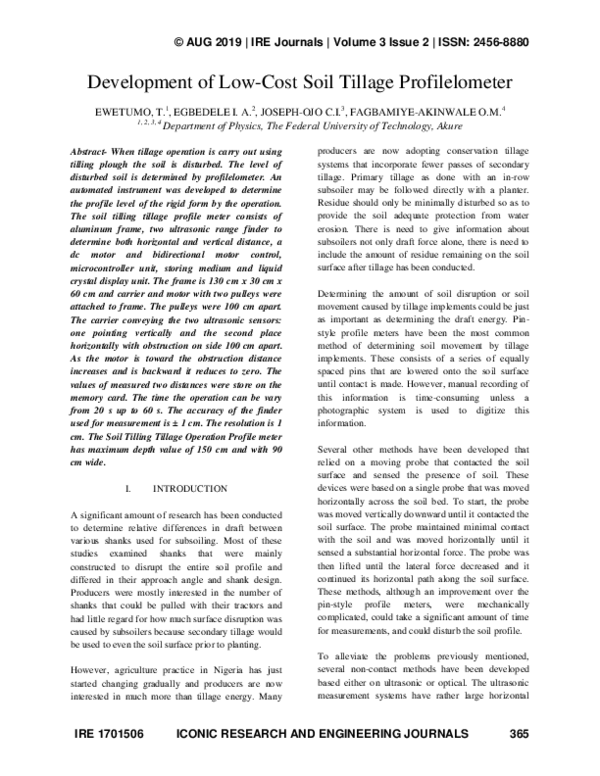 (PDF) Development of Low-Cost Soil Tillage Profilelometer