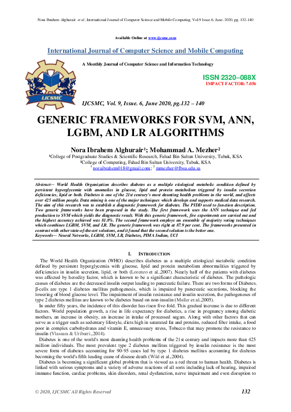 (PDF) GENERIC FRAMEWORKS FOR SVM, ANN, LGBM, AND LR ALGORITHMS﻿