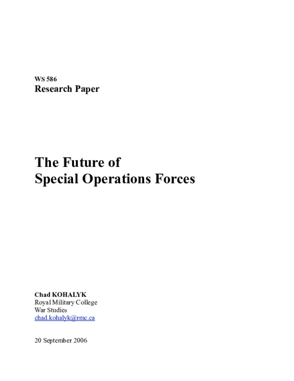 (PDF) The Future of Special Operations Forces