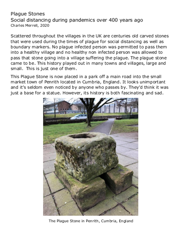 (PDF) Plague Stones - social distancing during pandemics 400 years ago