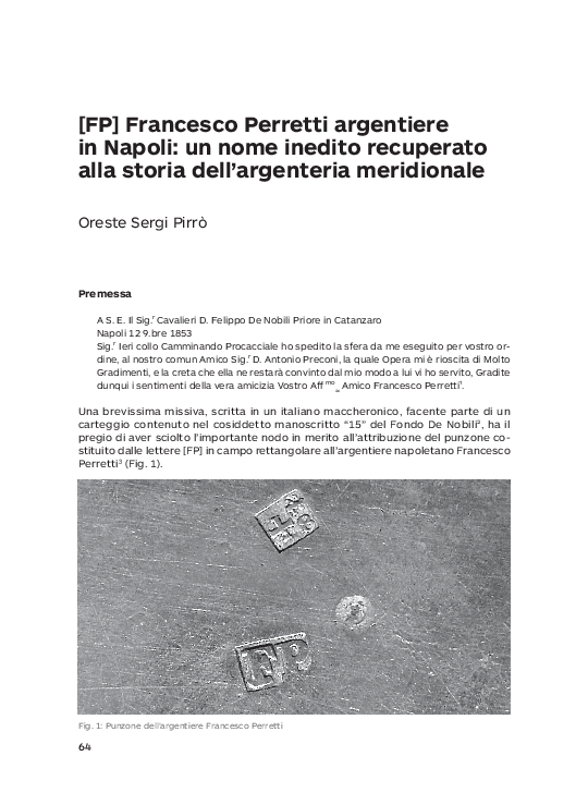(PDF) ORESTE SERGI PIRRO’ - [FP] FRANCESCO PERRETTI ARGENTIERE IN ...