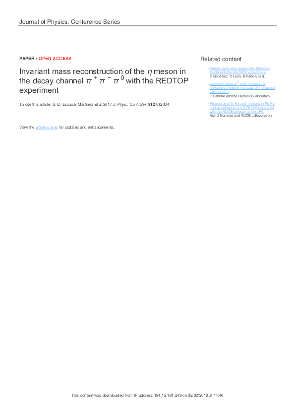 (PDF) Invariant mass reconstruction of the eta meson in the decay ...