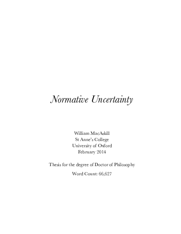 (PDF) Normative Uncertainty