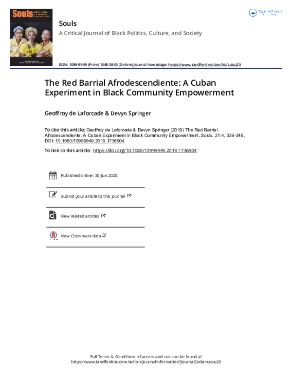 (PDF) The Red Barrial Afrodescendiente: A Cuban Experiment in Black ...
