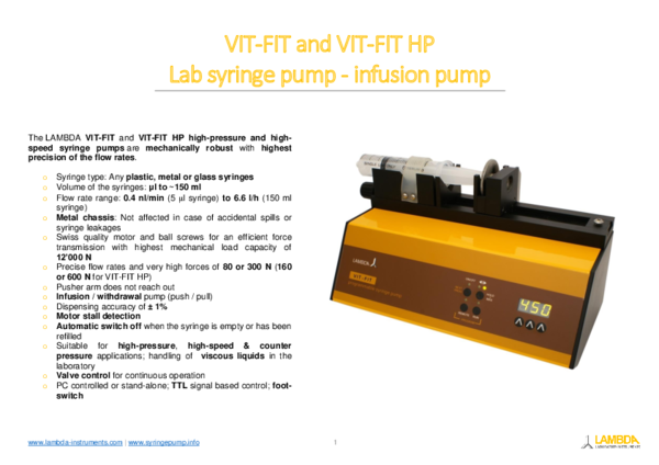 Pdf Lambda Vit Fit And Hp Syringe Pump Leaflet