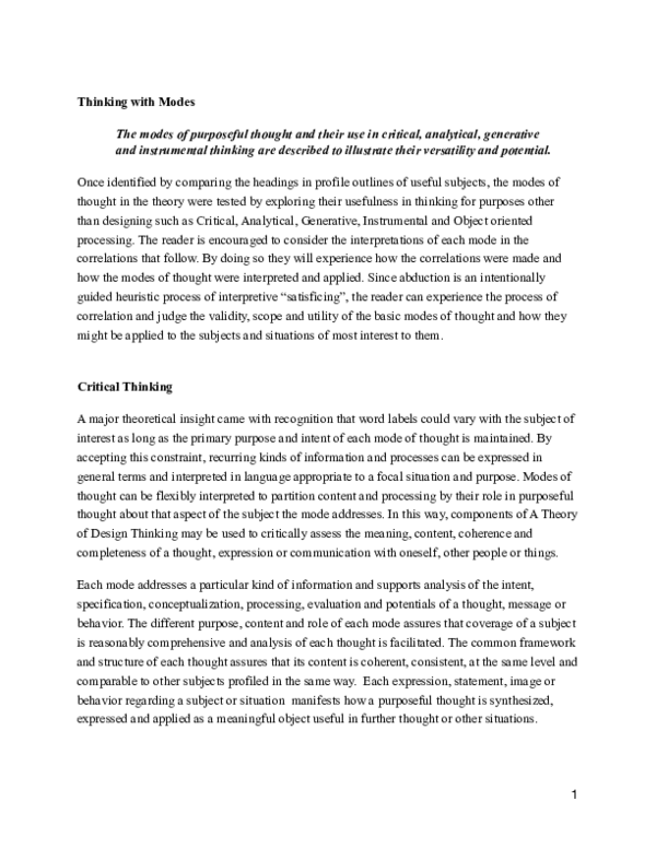 (PDF) Thinking with Modes