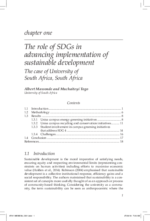 (PDF) The role of SDGs in advancing implementation of sustainable ...