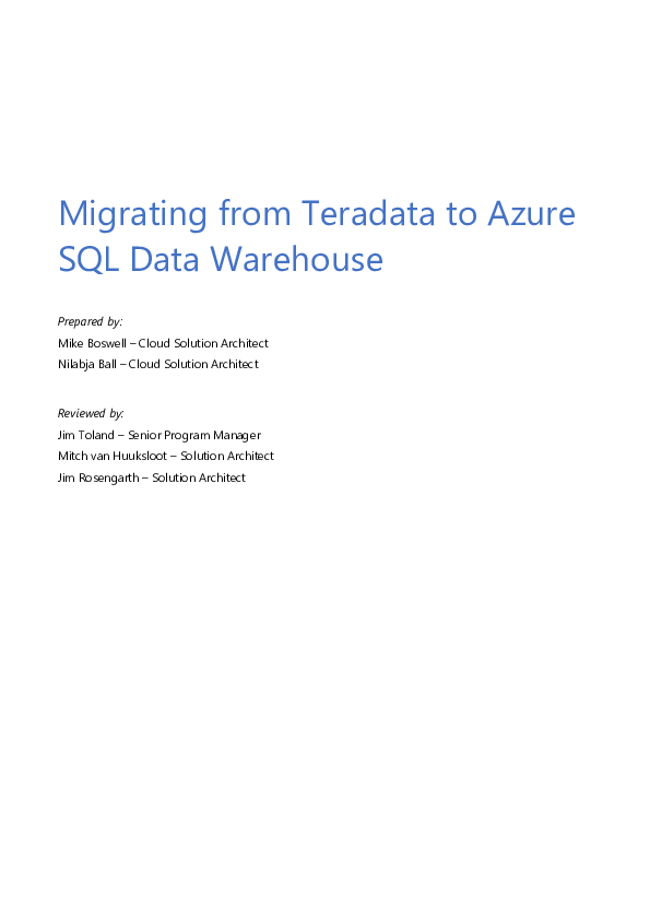 (PDF) Migrating from Teradata to Azure SQL Data Warehouse