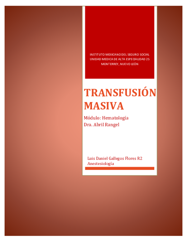 (PDF) TRANSFUSIÓN MASIVA