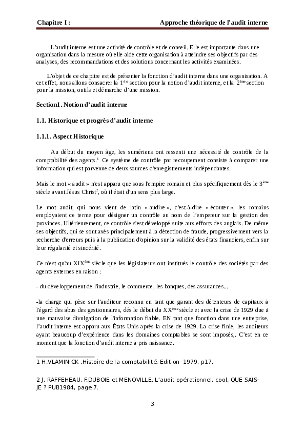 (PDF) Chapitre I : Approche théorique de l'audit interne
