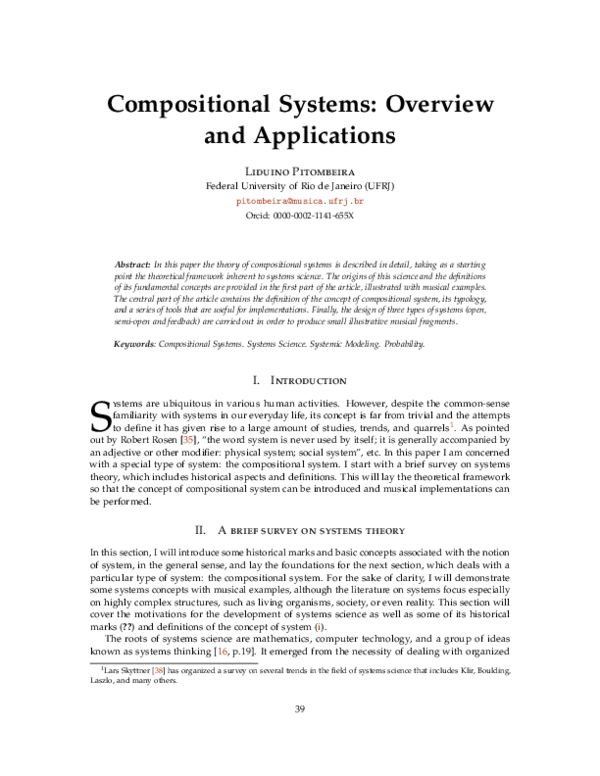 (PDF) Compositional Systems: Overview and Applications