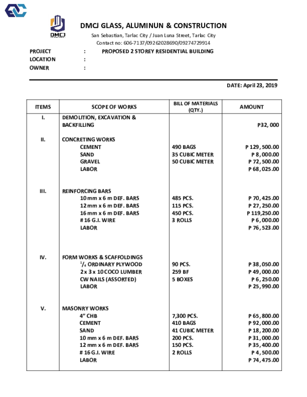 (DOC) DMCJ GLASS, ALUMINUN & CONSTRUCTION