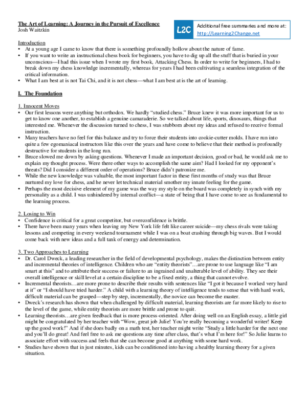 (PDF) The Art of Learning: A Journey in the Pursuit of Excellence ...