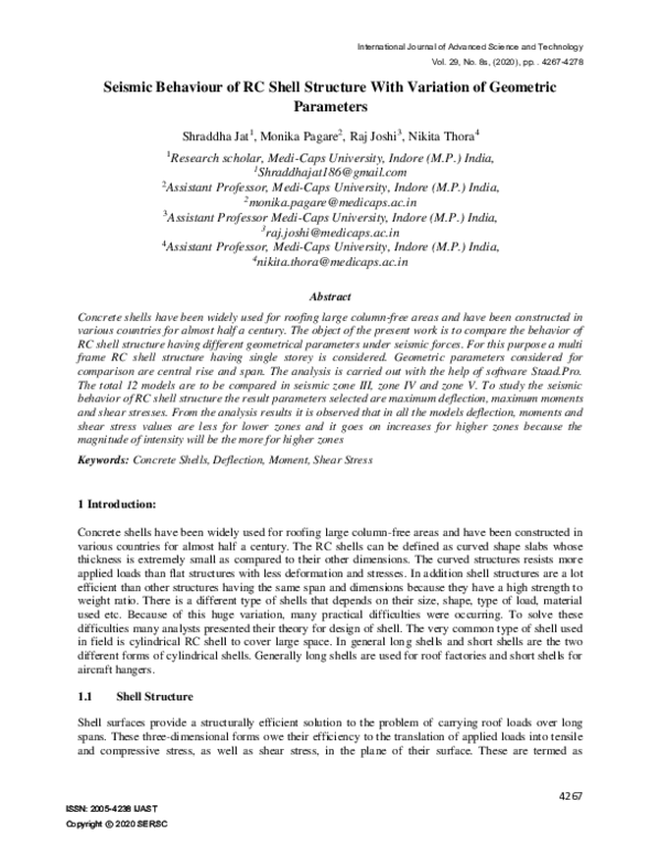 (PDF) Seismic Behaviour of RC Shell Structure With Variation of ...