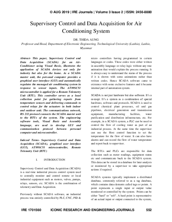 (PDF) Supervisory Control and Data Acquisition for Air Conditioning System