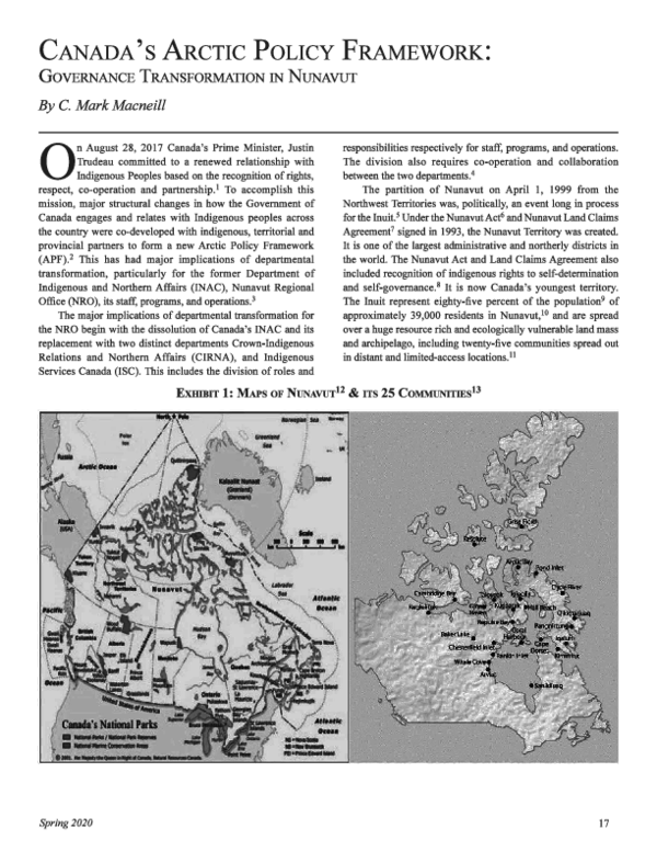 (PDF) Canada's Arctic Policy Framework - Governance Transformation In ...