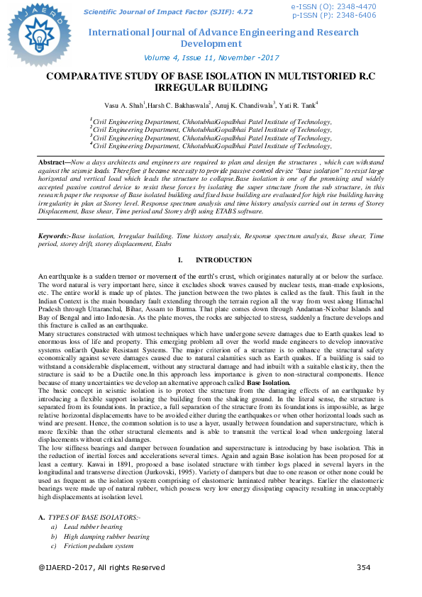(PDF) COMPARATIVE STUDY OF BASE ISOLATION IN MULTISTORIED R.C IRREGULAR BUILDING