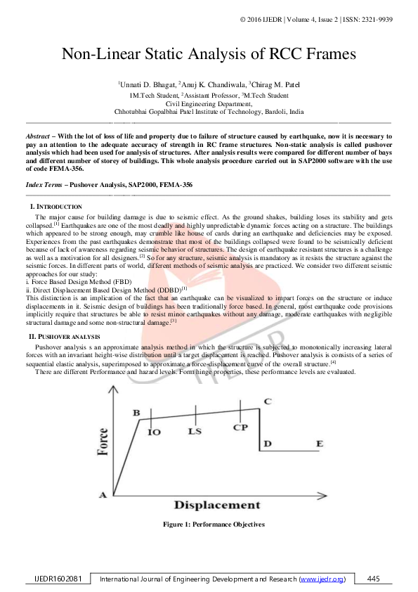 Pdf Non Linear Static Analysis Of Rcc Frames