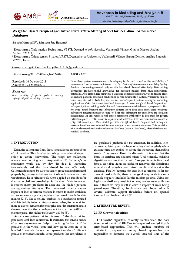(PDF) Weighted Based Frequent and Infrequent Pattern Mining Model for ...