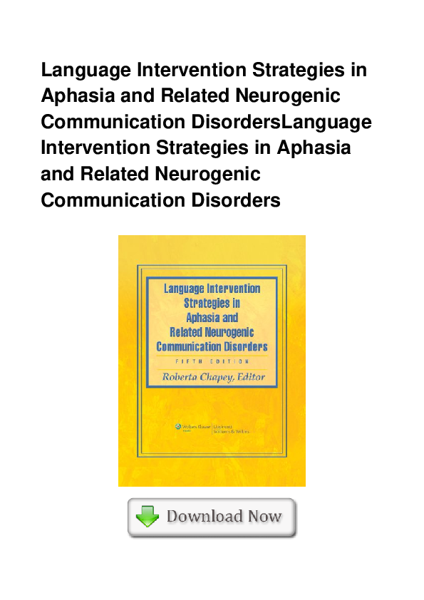 language intervention strategies in aphasia chapey