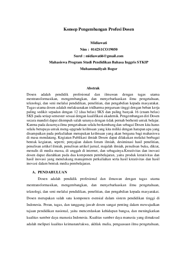 (PDF) Konsep Pengembangan Profesi Dosen